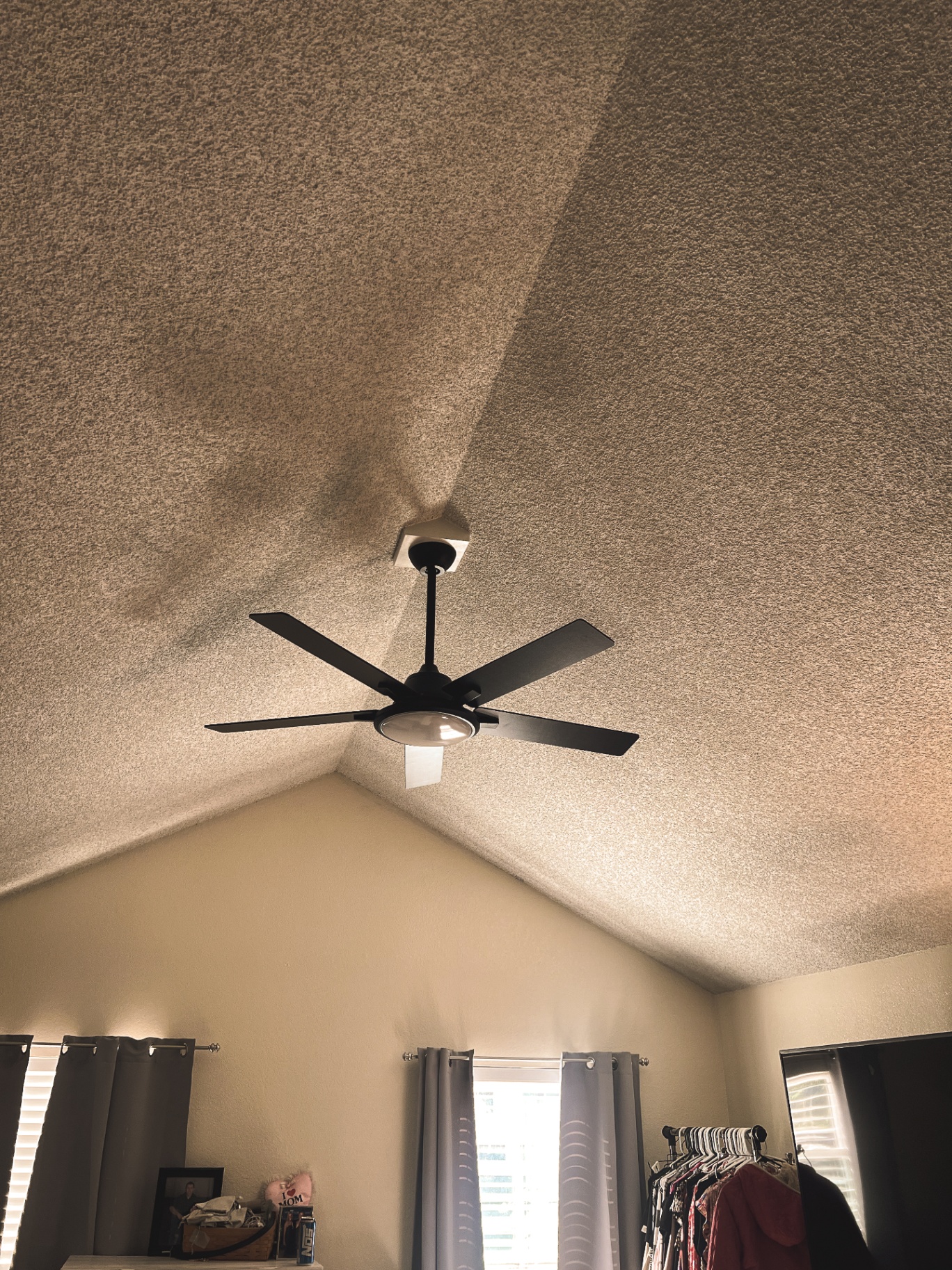 Ceiling fan installation on vaulted ceiling